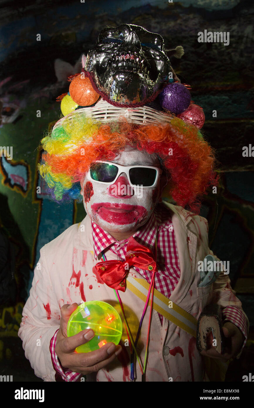 London, UK. 11 October 2014. Pictured: A scary zombie Clown. Hundreds ...