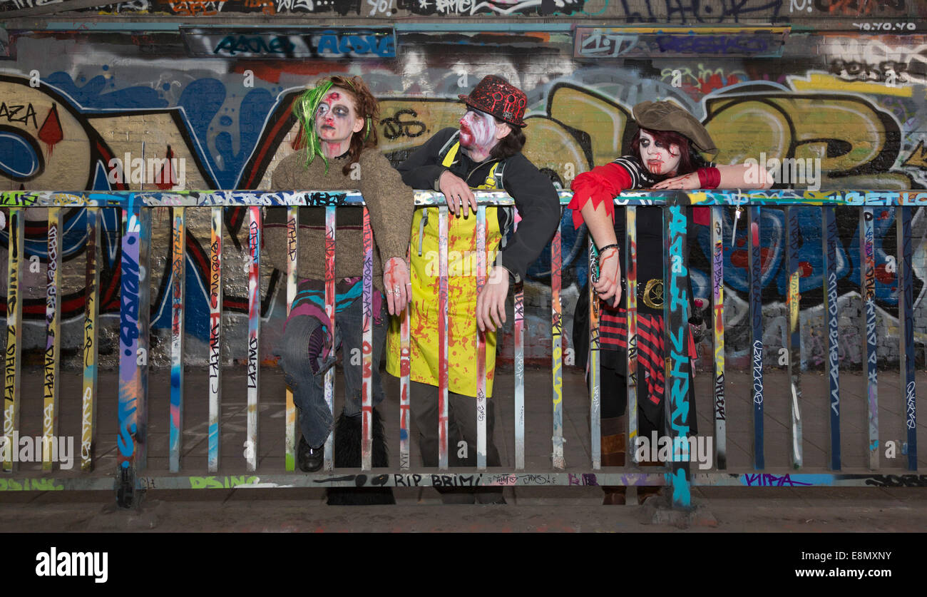 London, UK. 11 October 2014. Hundreds of scary Zombies gathered on ...