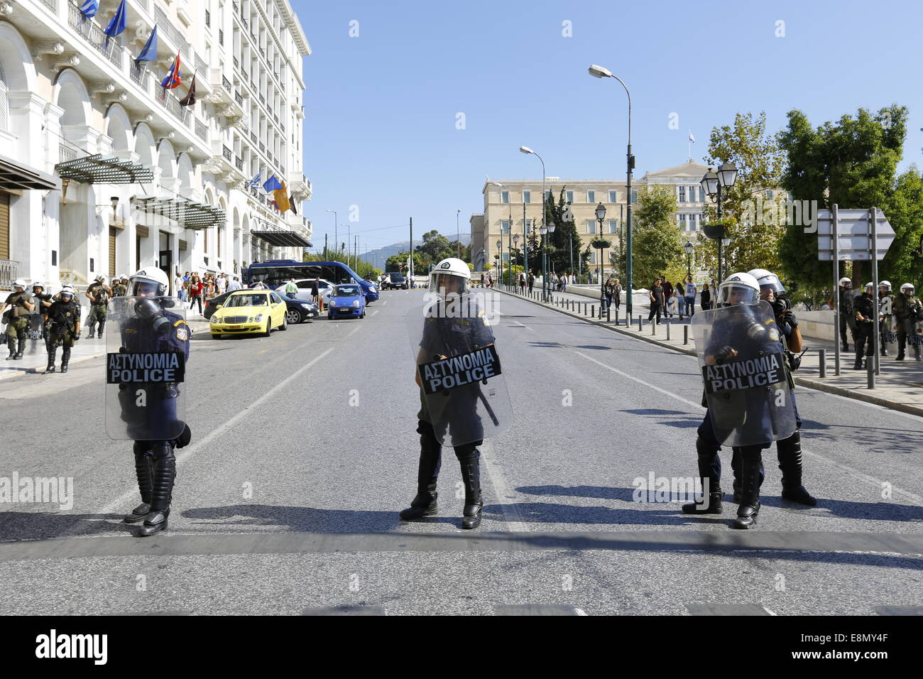 Athens, Greece. 11th October 2014. Greek Police in riot gear are on ...
