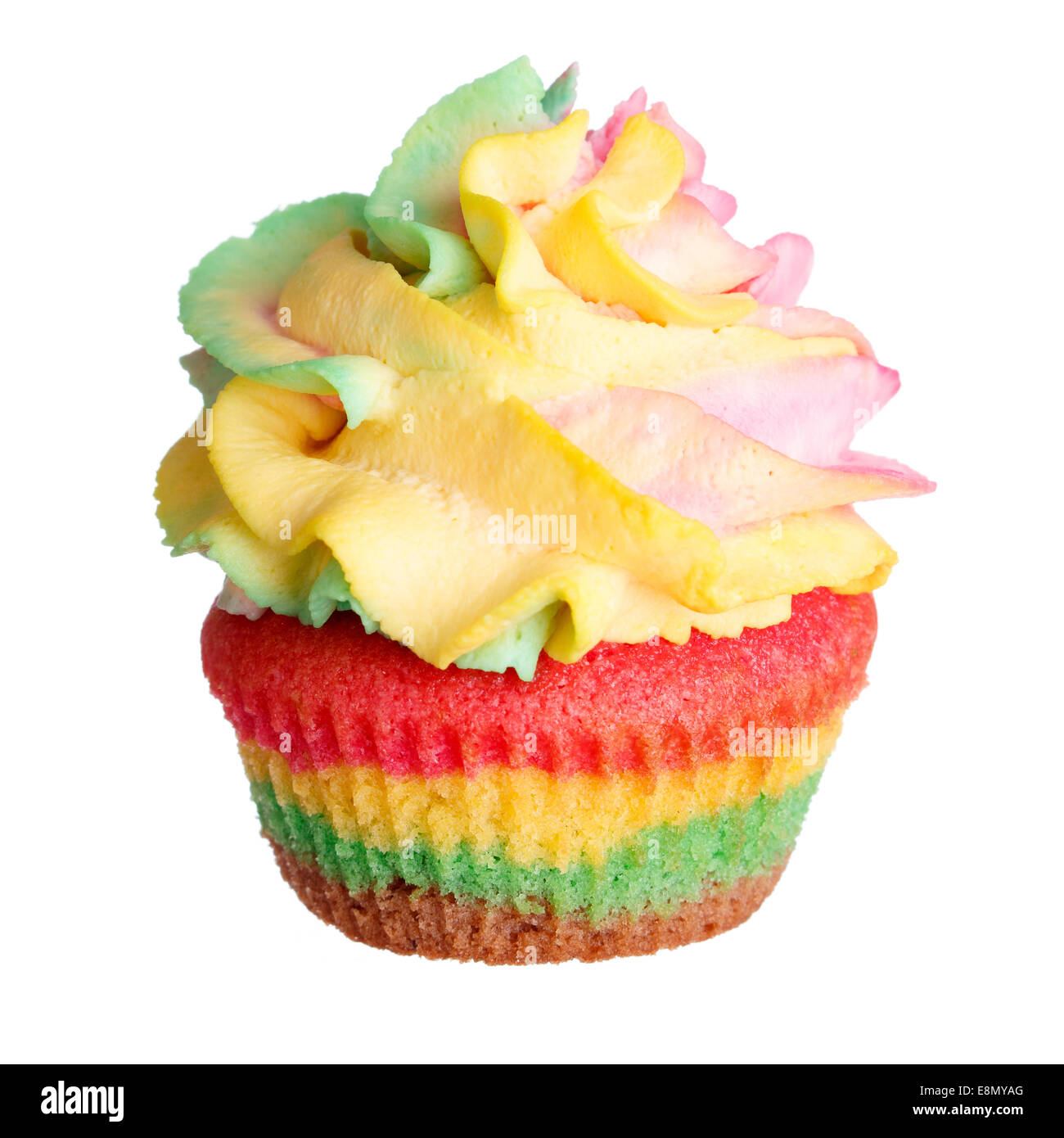 Rainbow colored muffin isolated on white background Stock Photo - Alamy