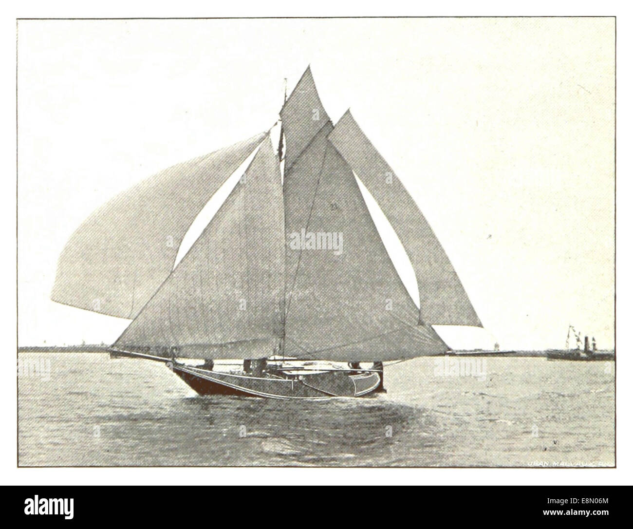 This vintage illustration shows La Rade, a harbor or bay area ...