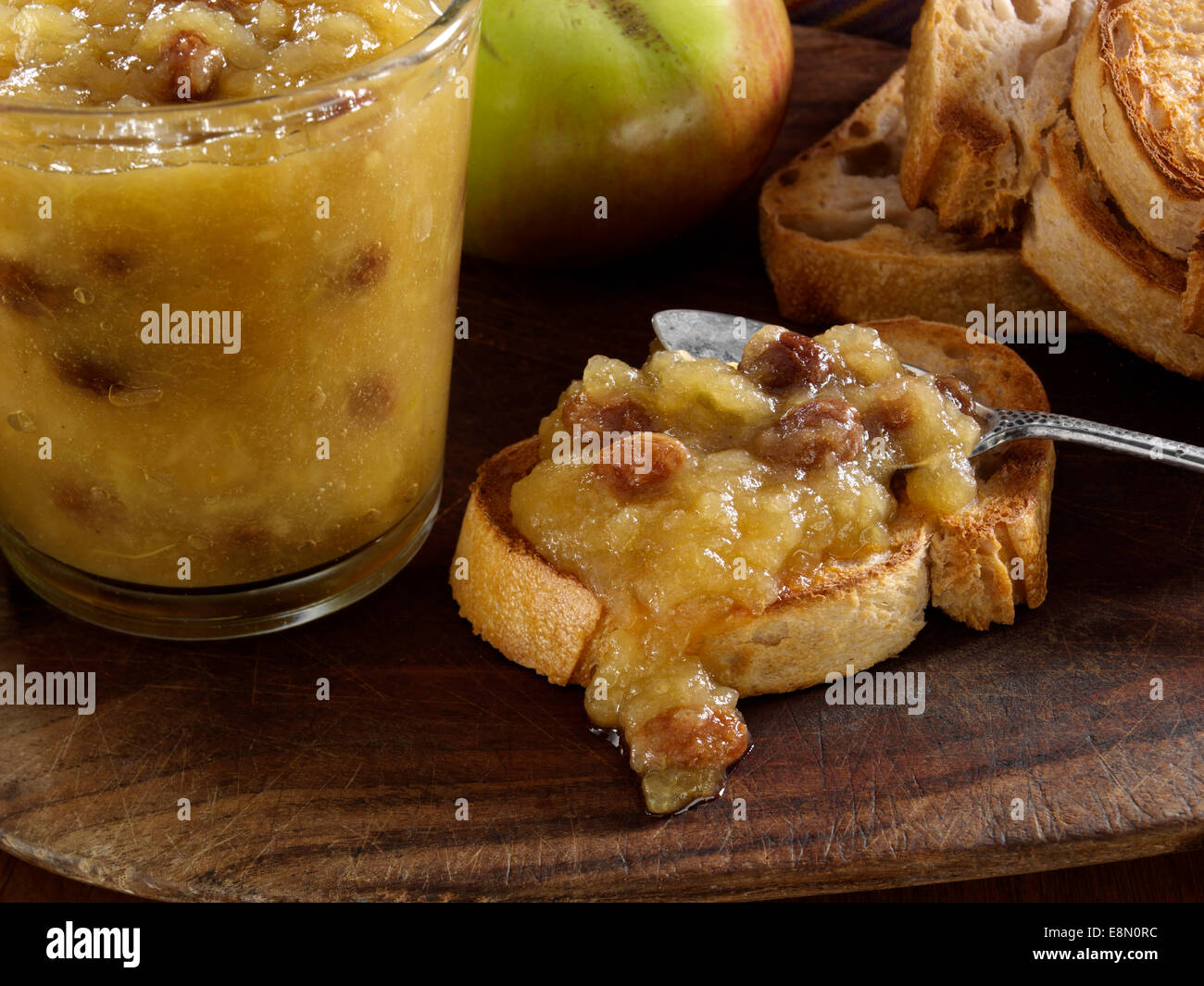Toast with apple raisin butter Stock Photo - Alamy