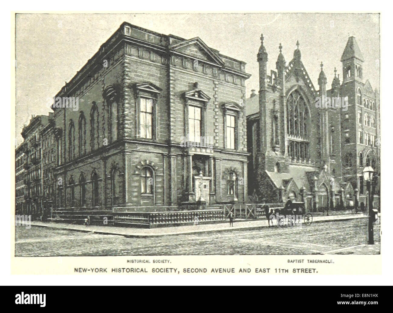 An illustration of the New York Historical Society building located at ...