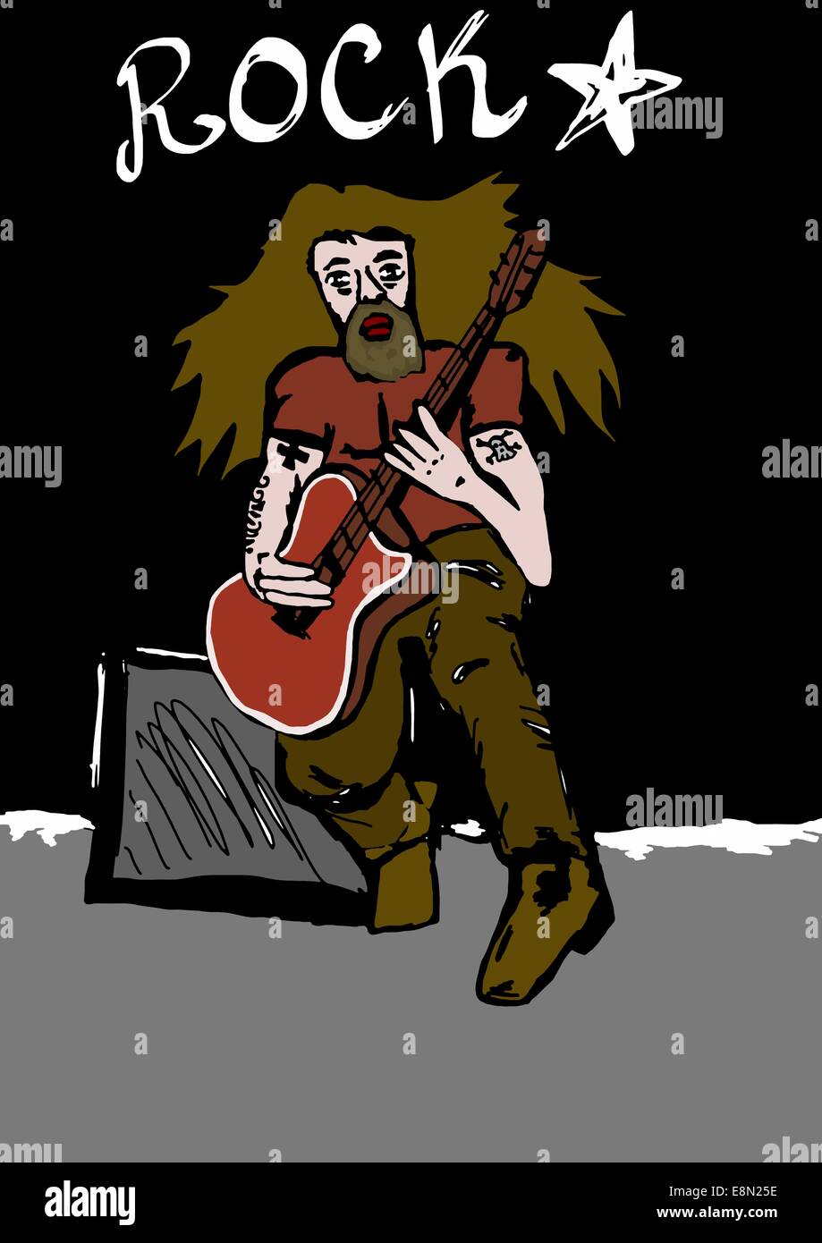 Rock singer cartoon hi-res stock photography and images - Alamy
