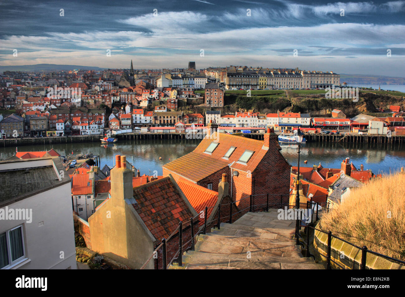Whitby West Cliff viewed from East Cliff Stock Photo - Alamy
