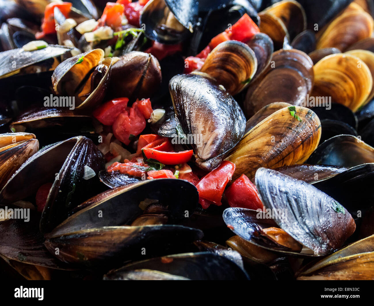 Kiev, Ukraine. 11th Oct, 2014. Mussels. -- Street food presented ...
