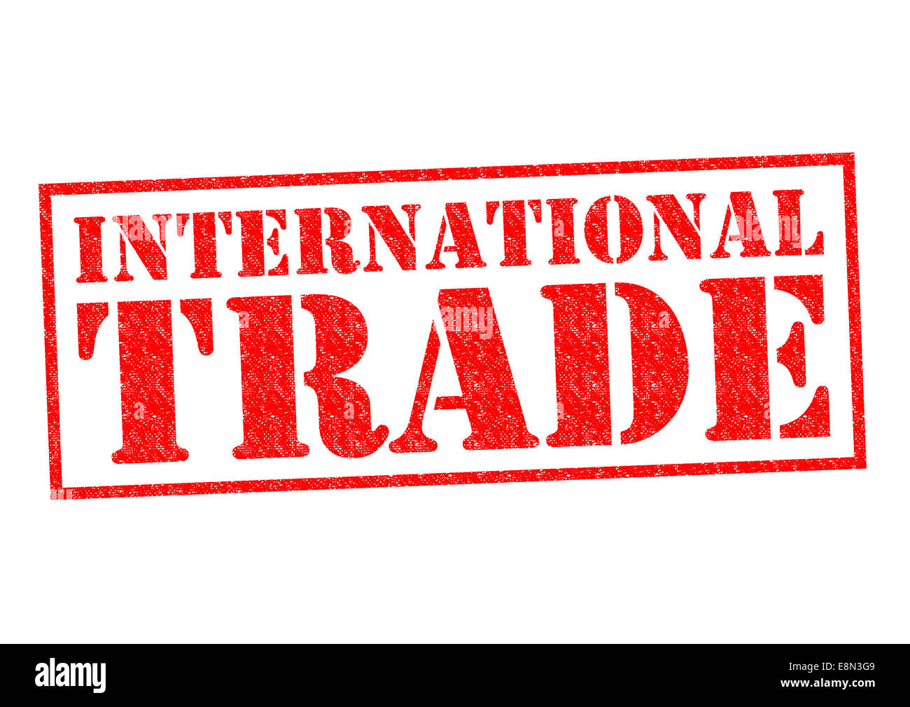 INTERNATIONAL TRADE red Rubber Stamp over a white background Stock ...