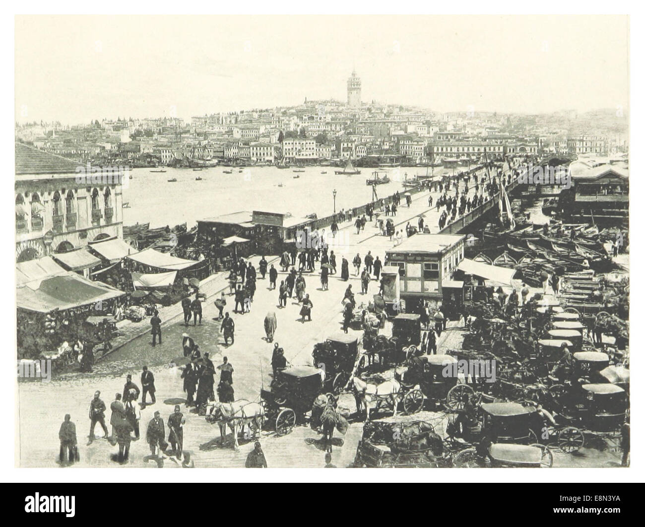 An 1895 illustration from Clement’s work depicting a bridge in Stamboul ...