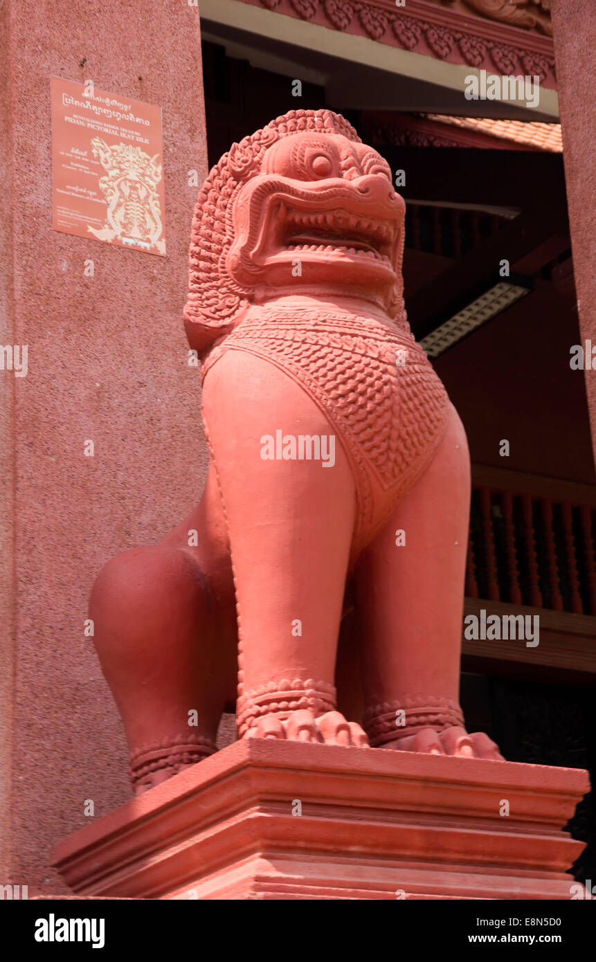 National Museum front, pink stone statue guards front door Stock Photo ...