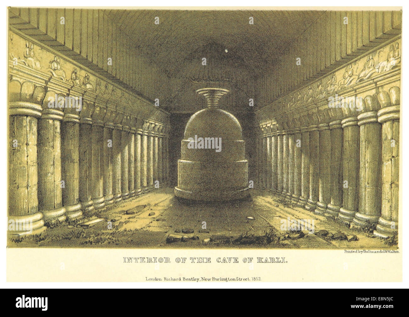 This 1852 illustration by Gray shows the interior of the Cave of Karli ...