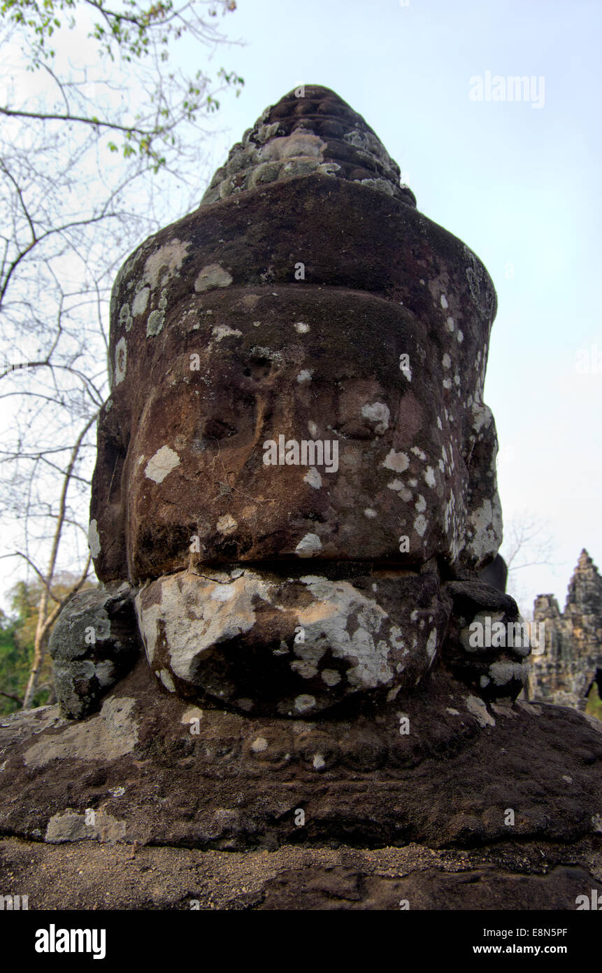 Angkor Thom East gate entrance to temple complex close up of a demon ...