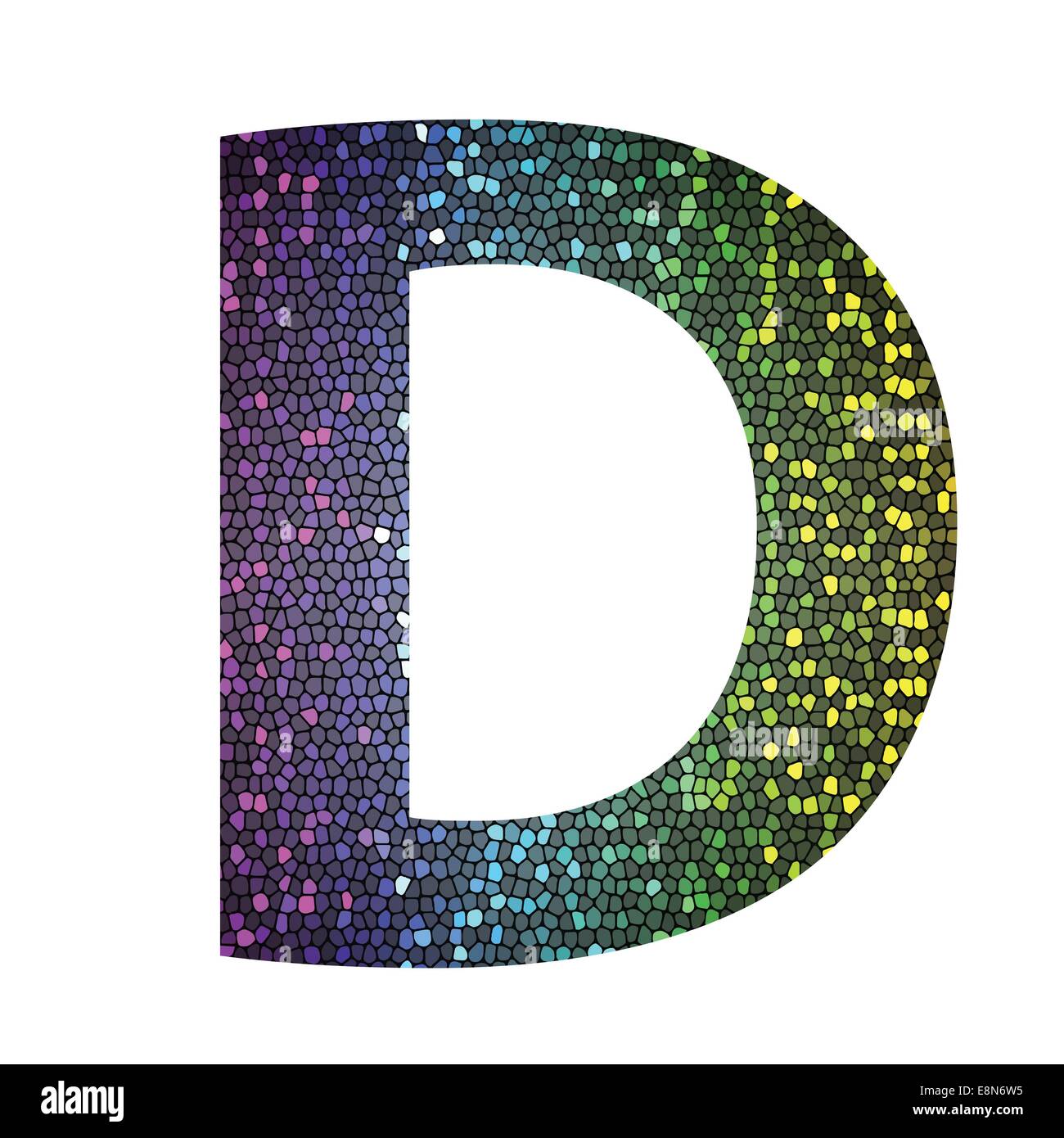 colorful illustration with letter D of different colors on a white ...