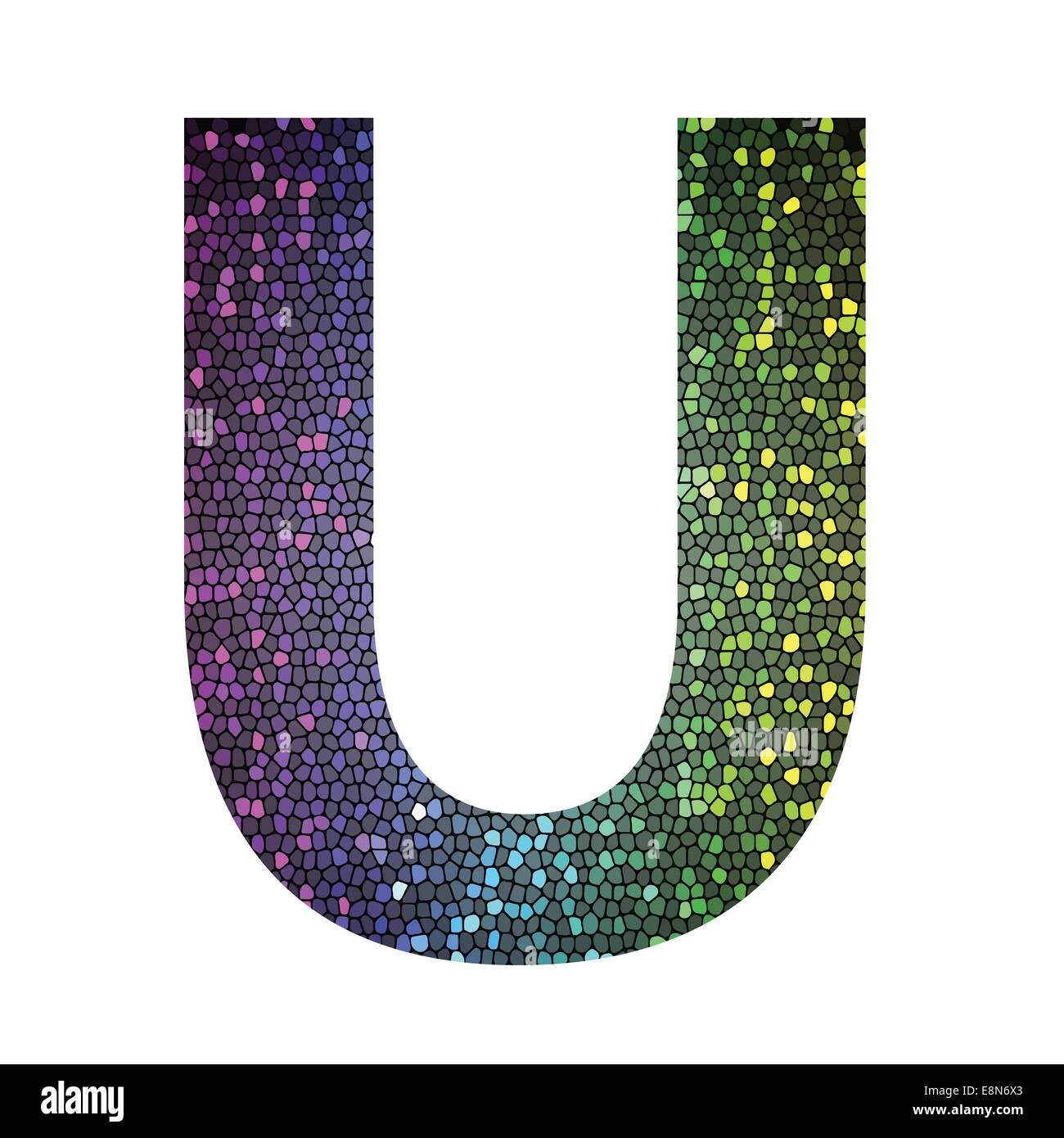 colorful illustration with letter U of different colors on a white ...