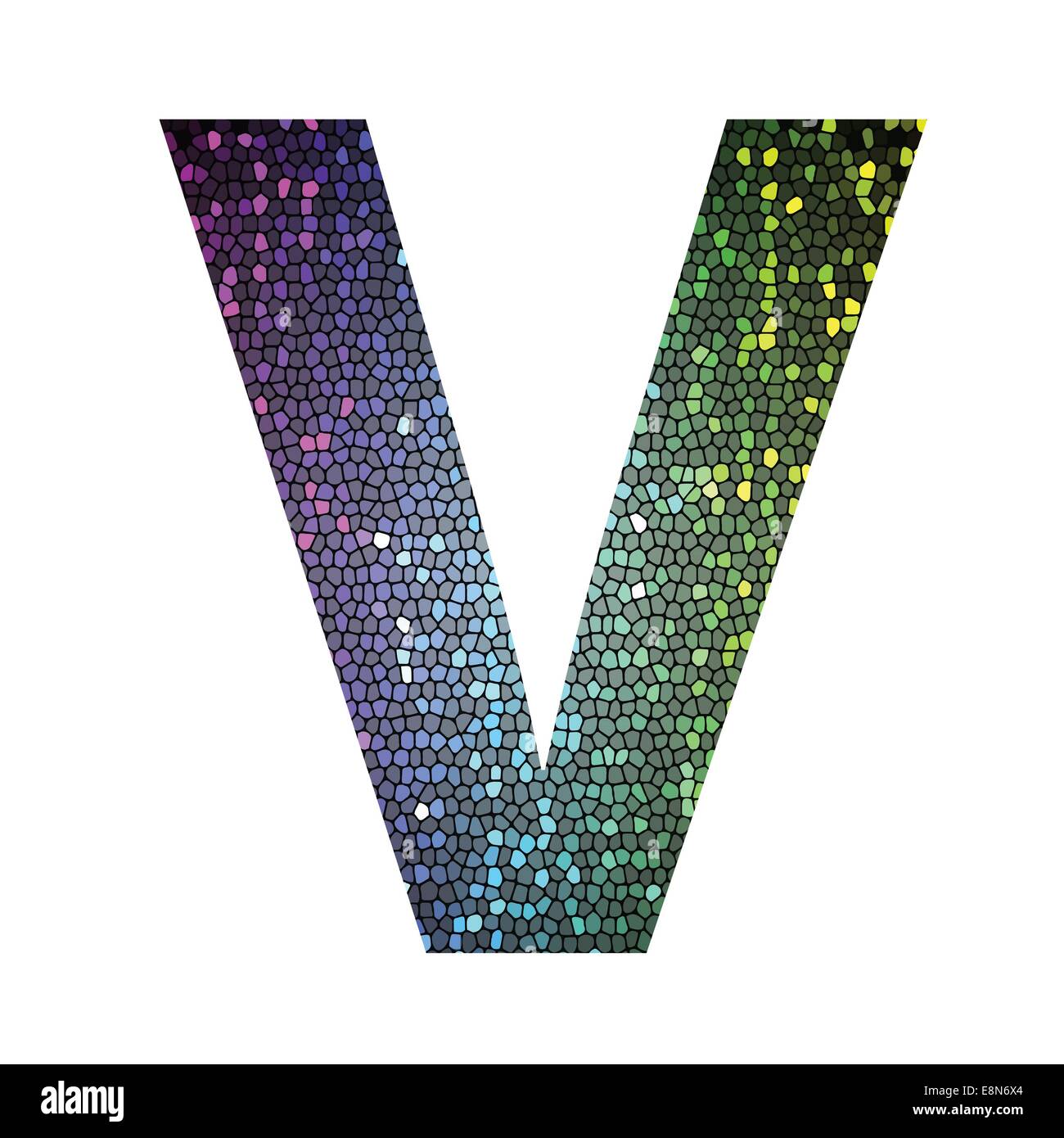 colorful illustration with letter V of different colors on a white ...