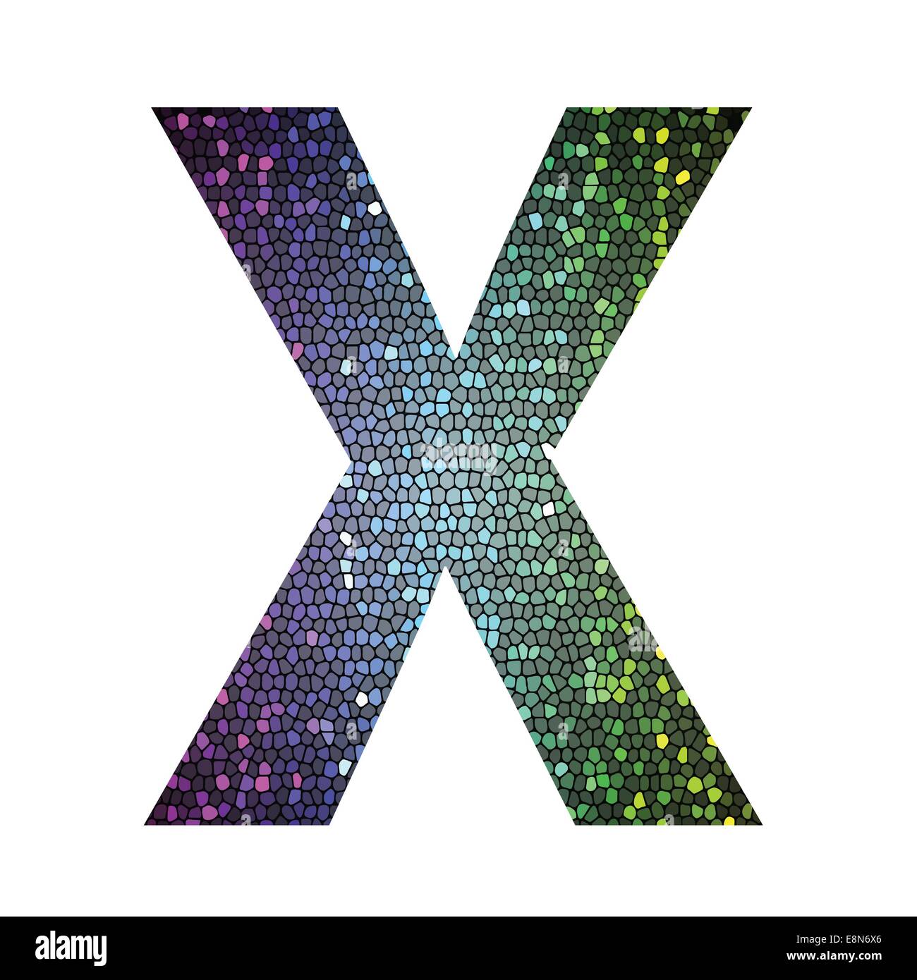 colorful illustration with letter X of different colors on a white ...