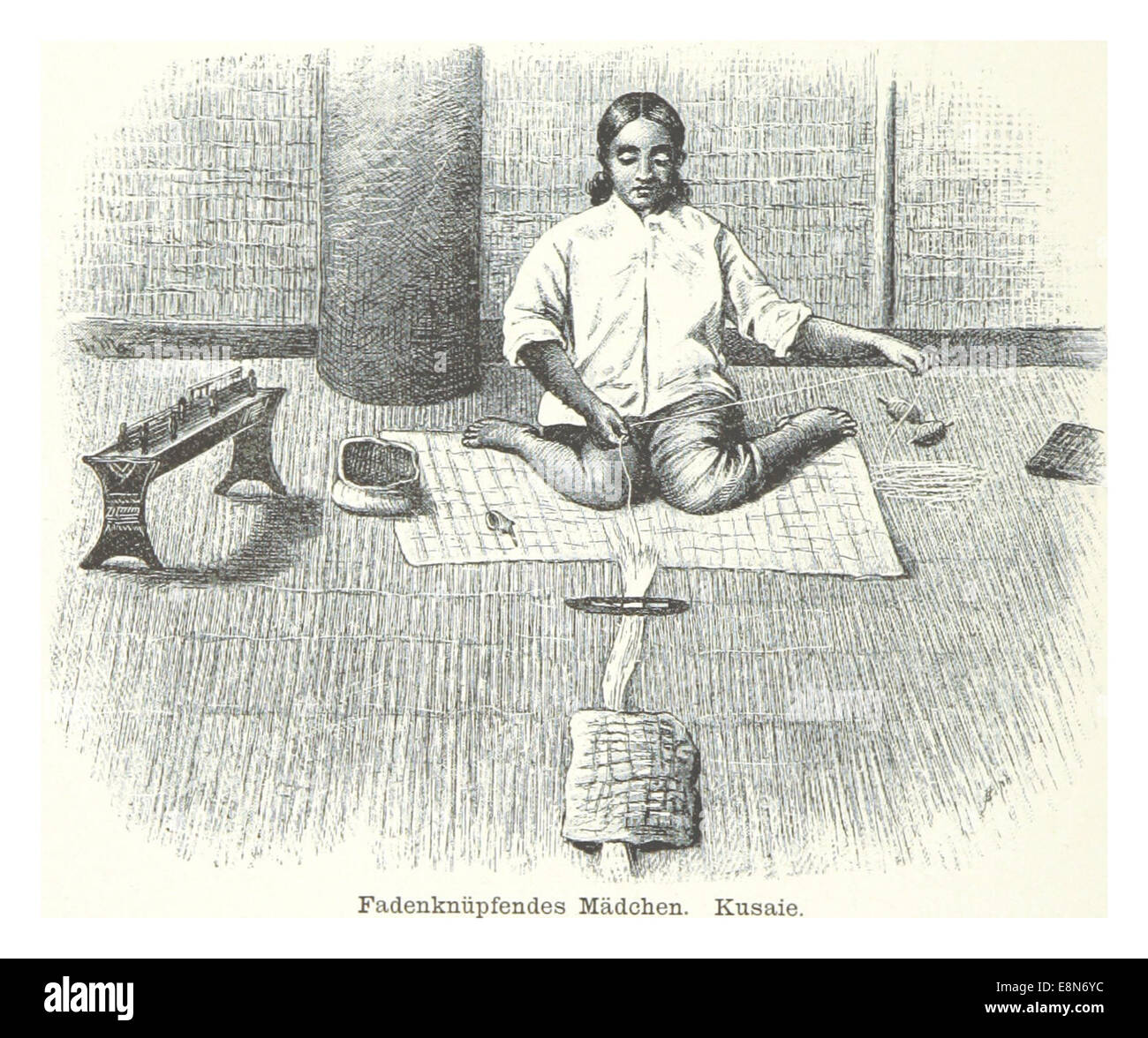 An 1883 illustration depicting a young girl from Kusaie (Kosrae ...