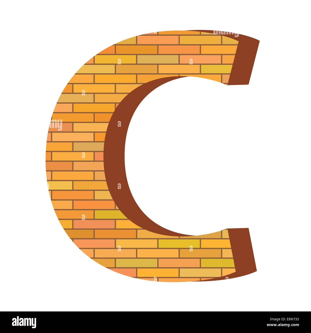 colorful illustration with brick letter C on a white background Stock ...