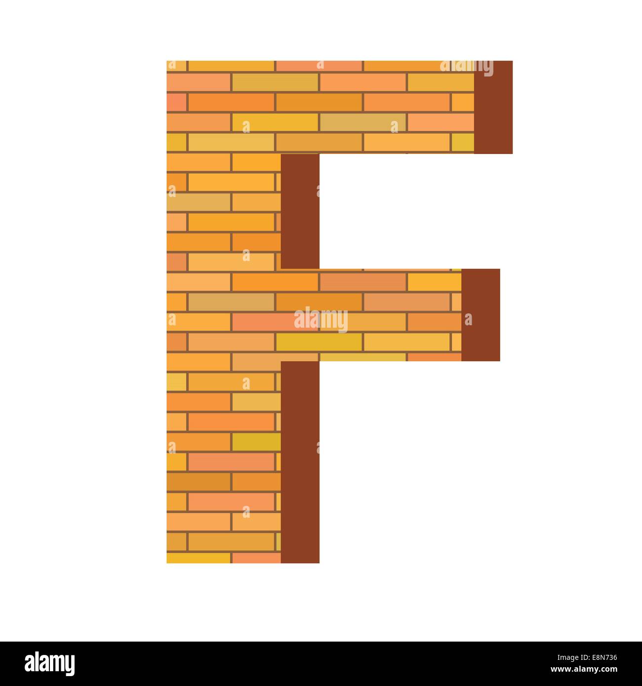 colorful illustration with brick letter F on a white background Stock ...