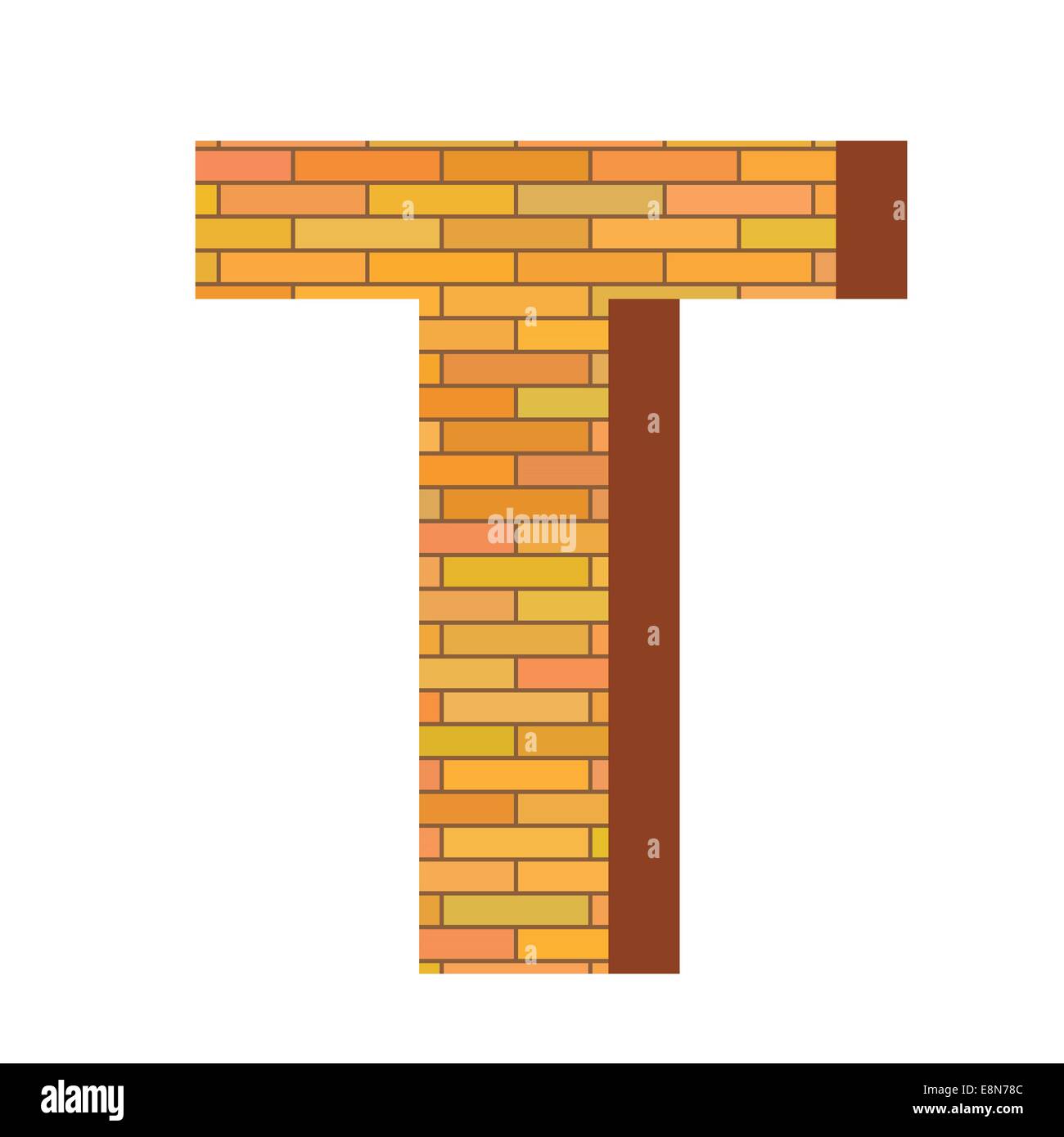 colorful illustration with brick letter T on a white background Stock ...
