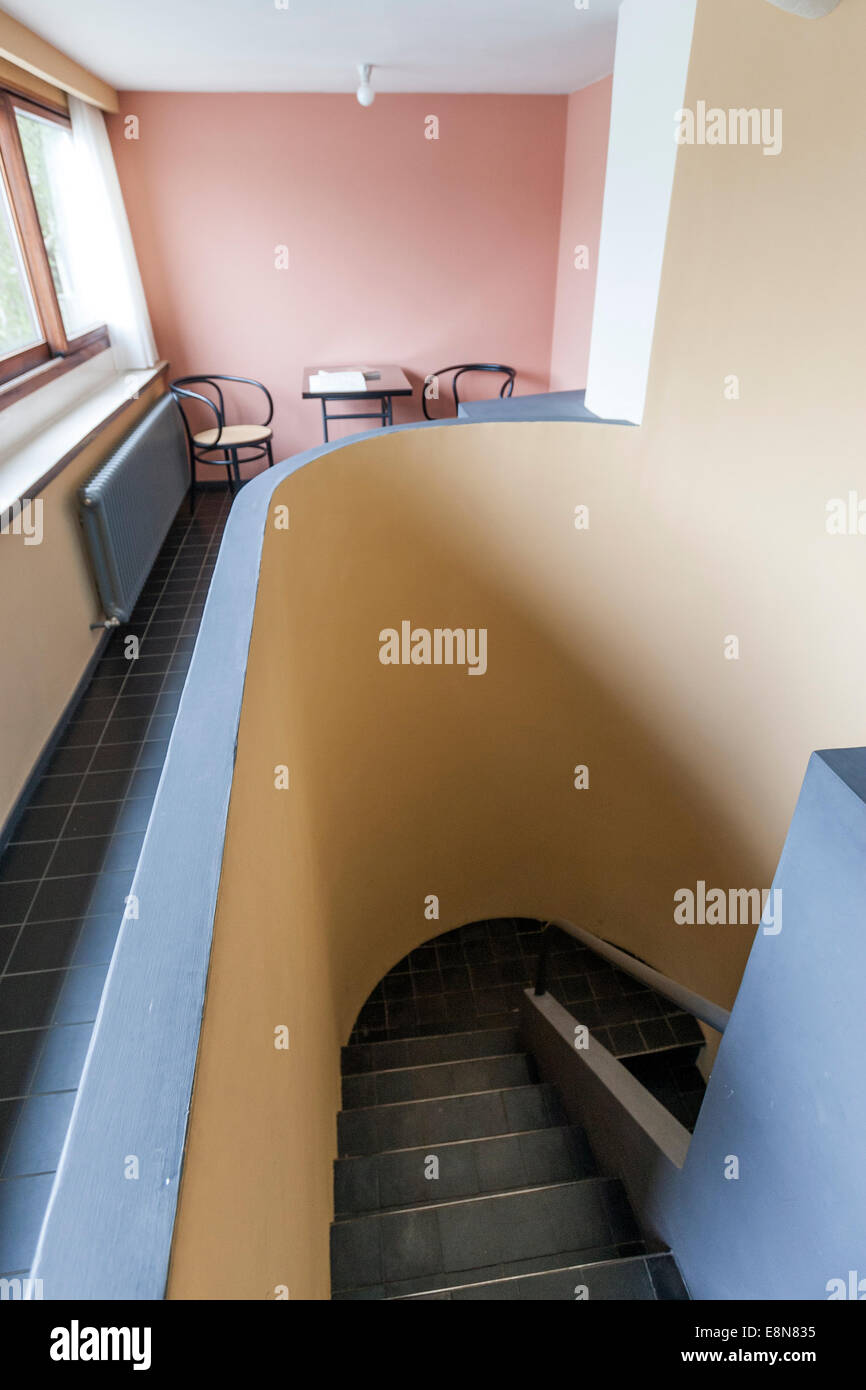 Stairs in the Weissenhof museum. Located in one of the architects Le ...