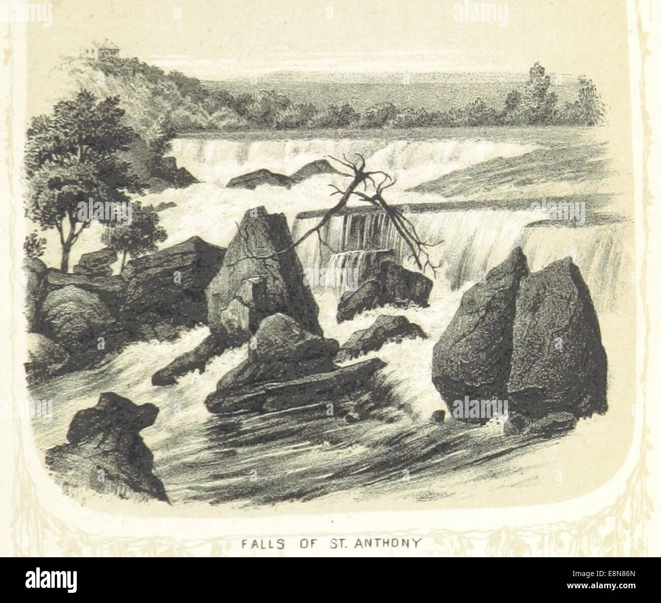 This 1856 illustration depicts the Falls of St. Anthony in Minnesota ...