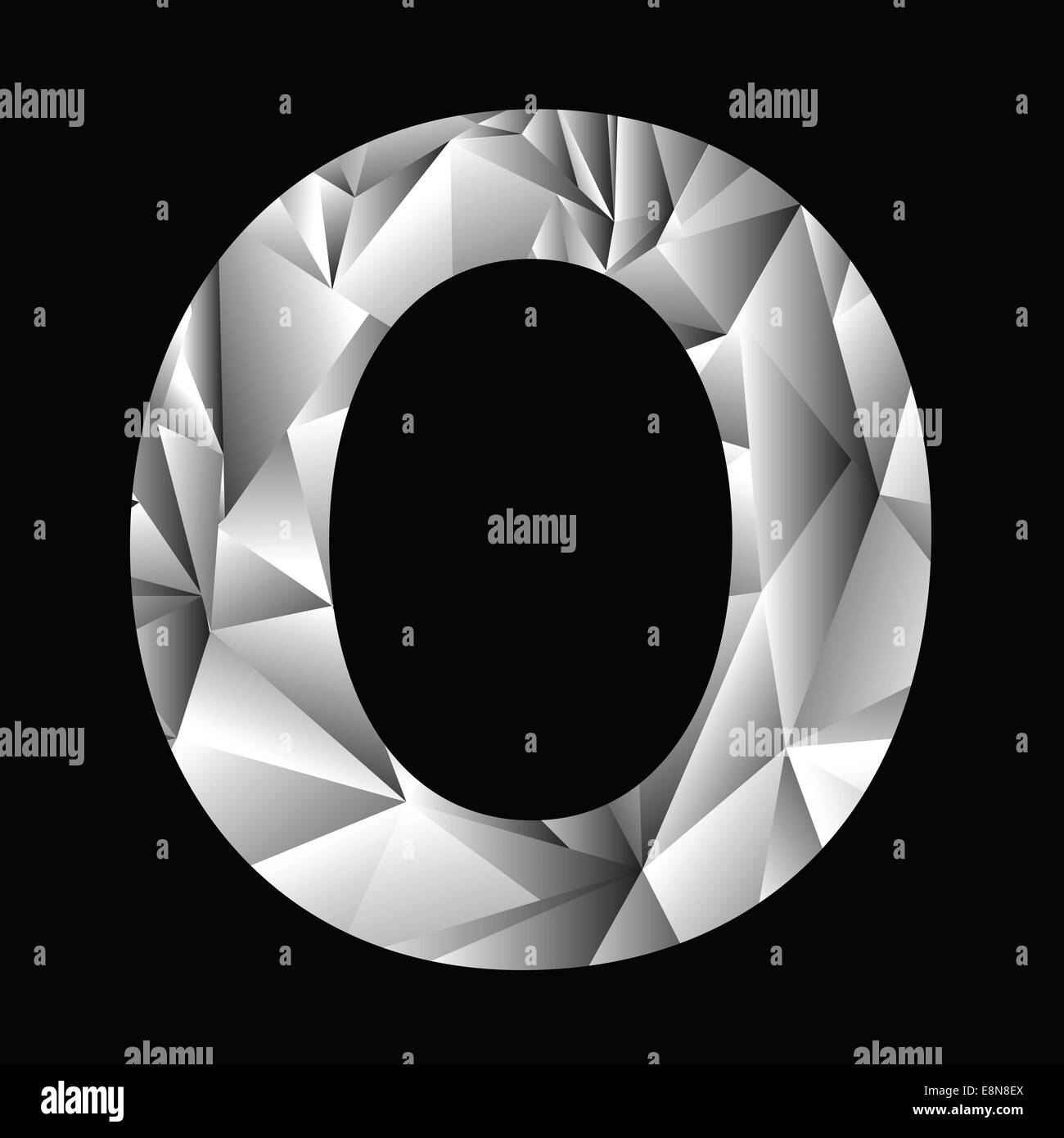illustration with crystal letter O on a black background Stock Photo ...