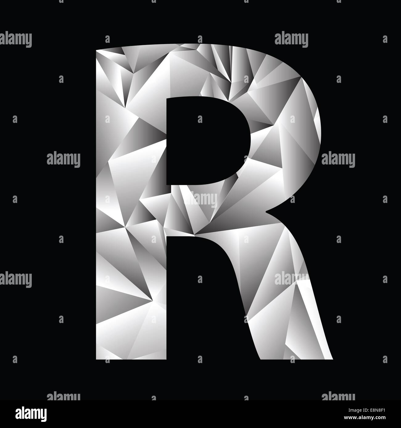 illustration with crystal letter R on a black background Stock Photo ...
