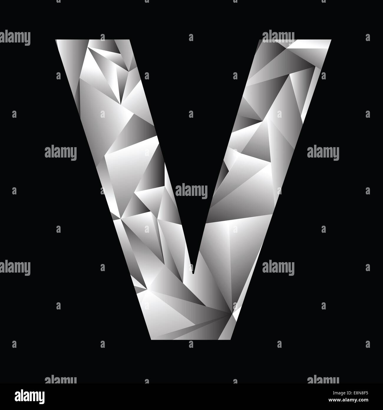 illustration with crystal letter V on a black background Stock Photo ...