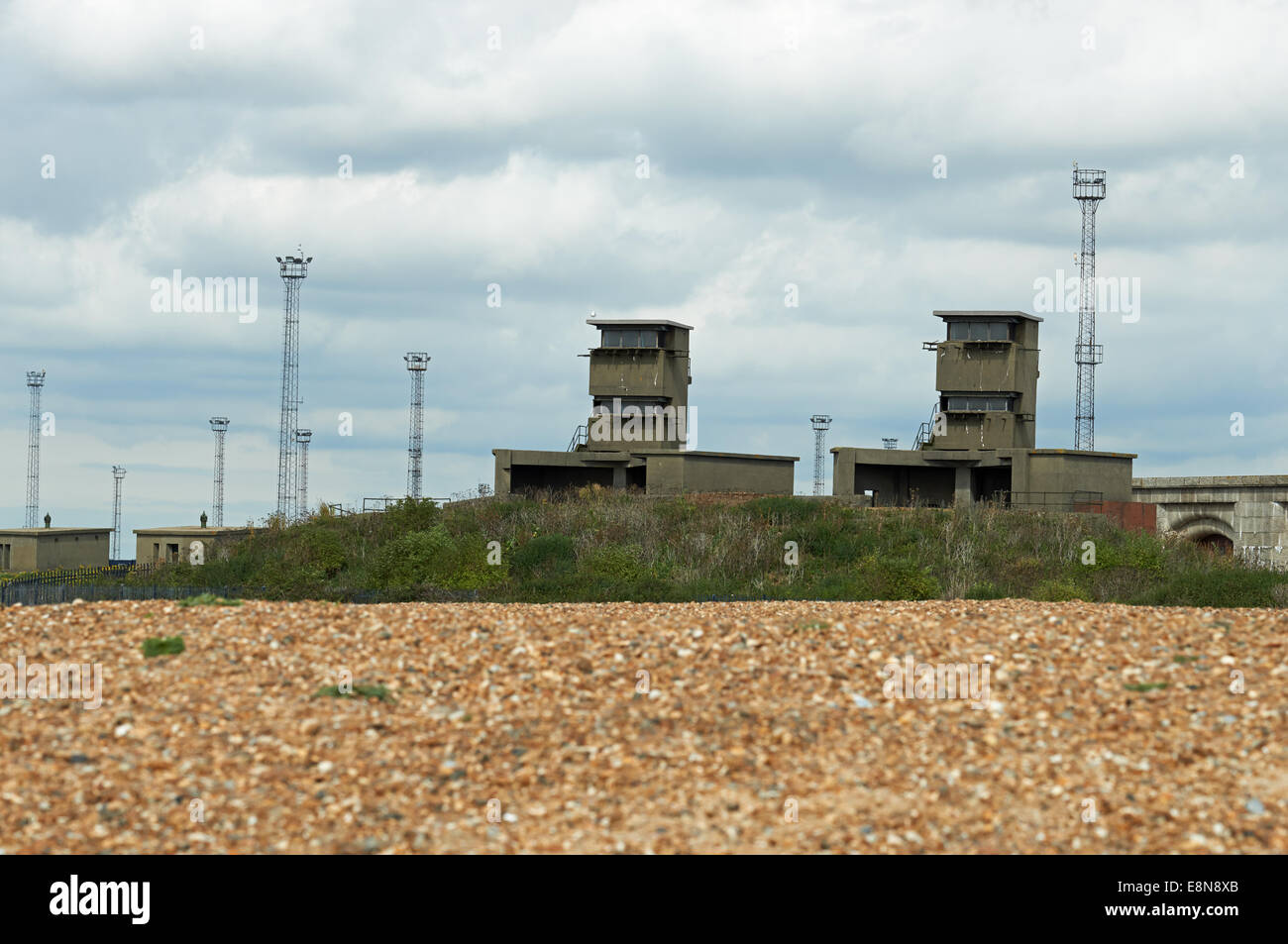 WW2 lookout towers, Landguard Point, Felixstowe, Suffolk, UK Stock ...