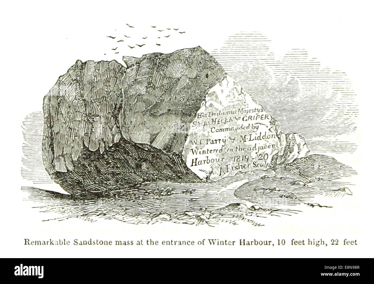This vintage sketch depicts remarkable sandstone formations at Winter ...