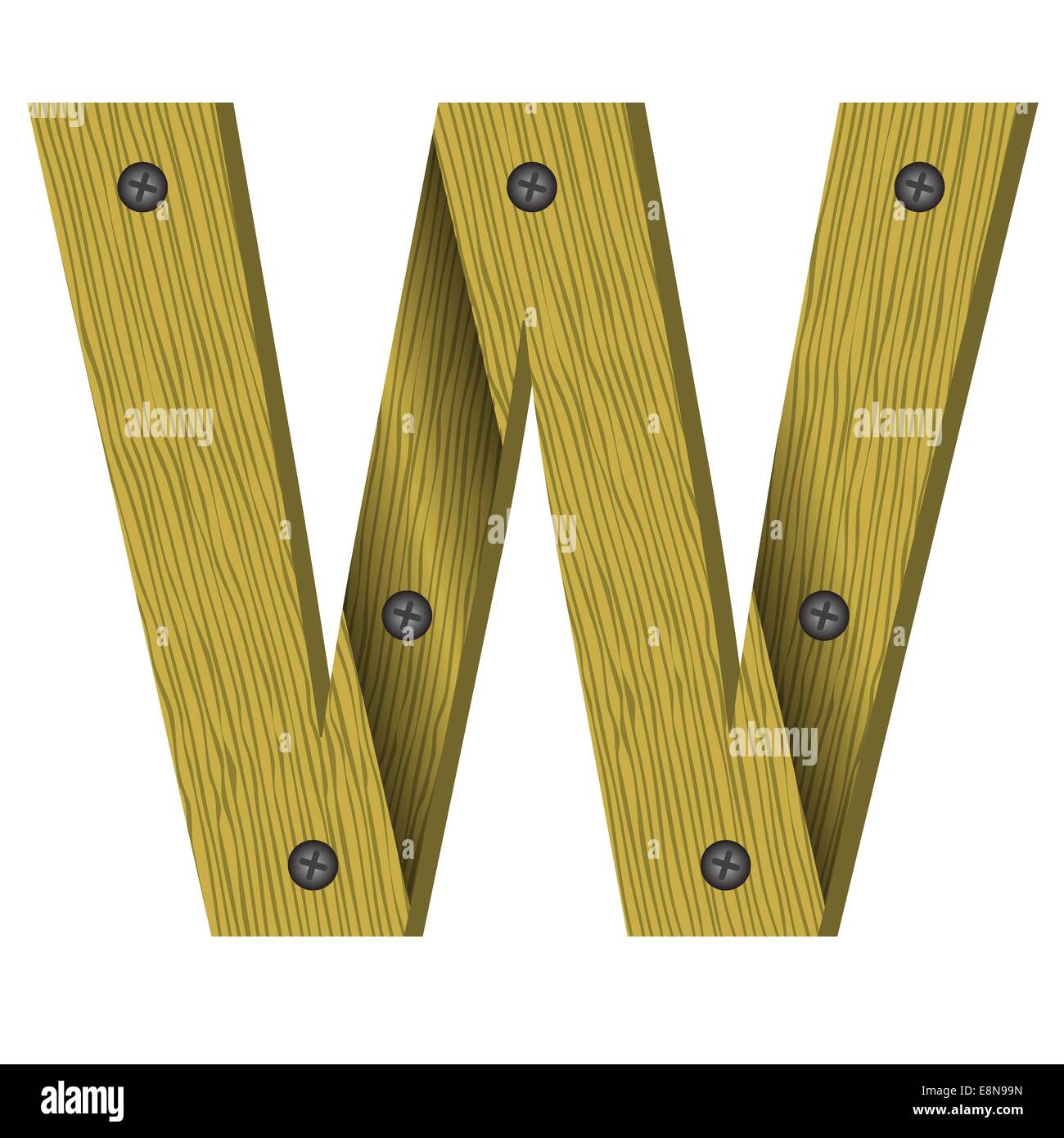 colorful illustration with wood letter W on a white background Stock ...