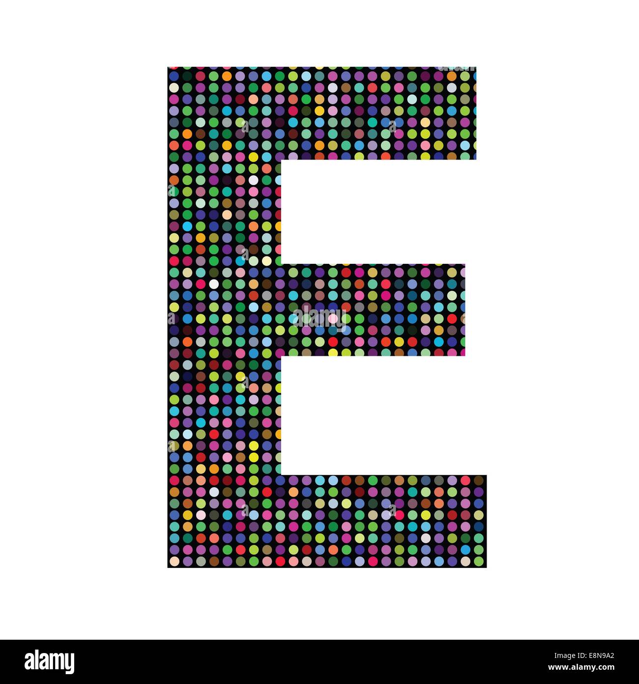 colorful illustration with multicolor letter E on a white background ...