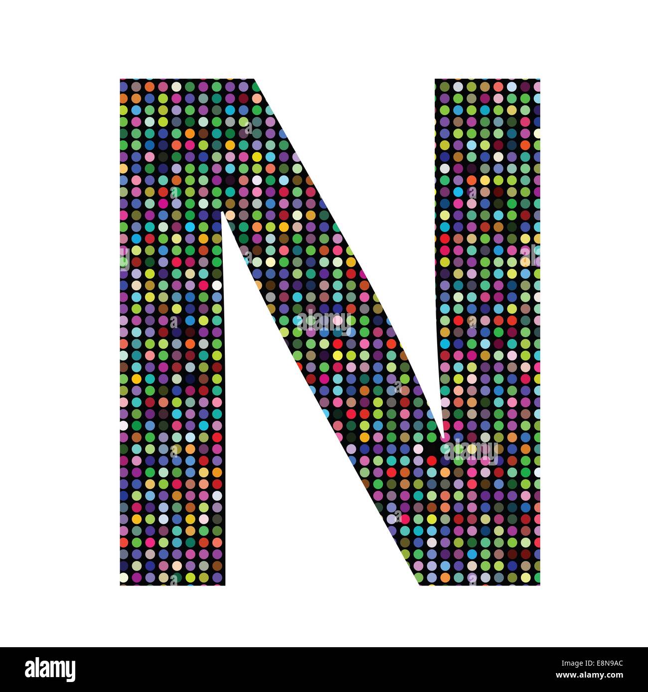 colorful illustration with multicolor letter N on a white background ...