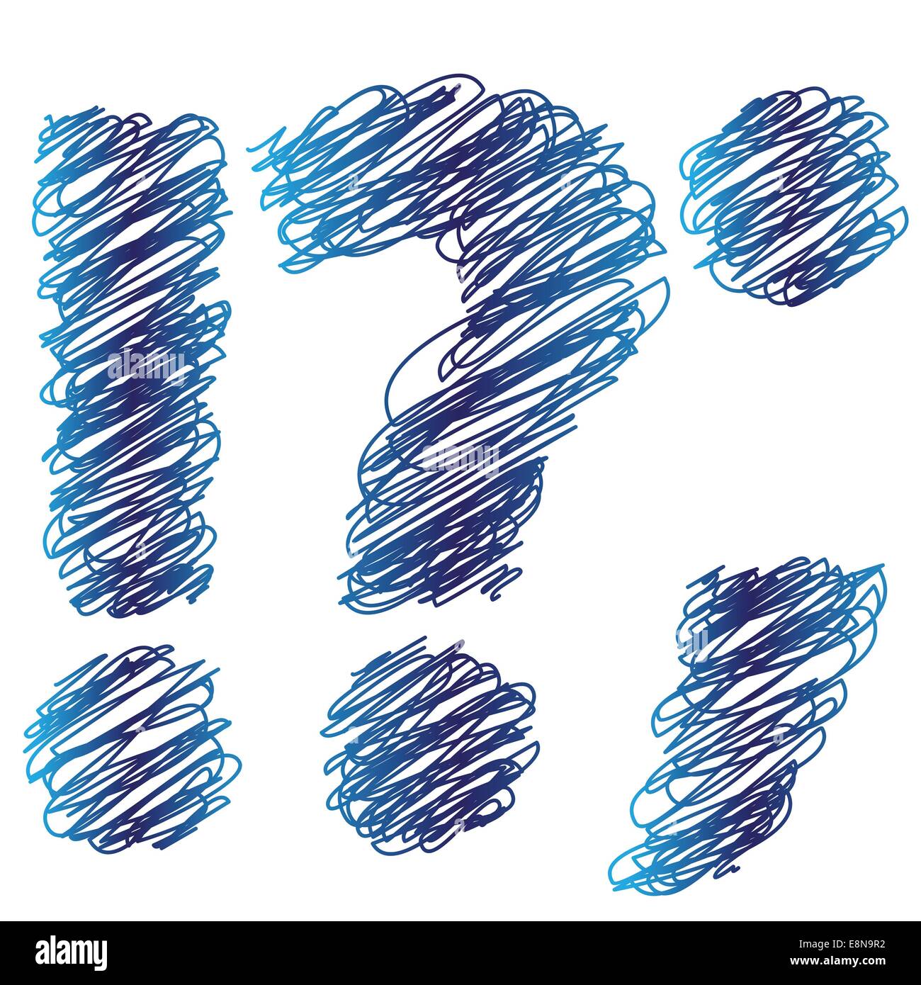 colorful illustration with sketched question mark on a white background ...