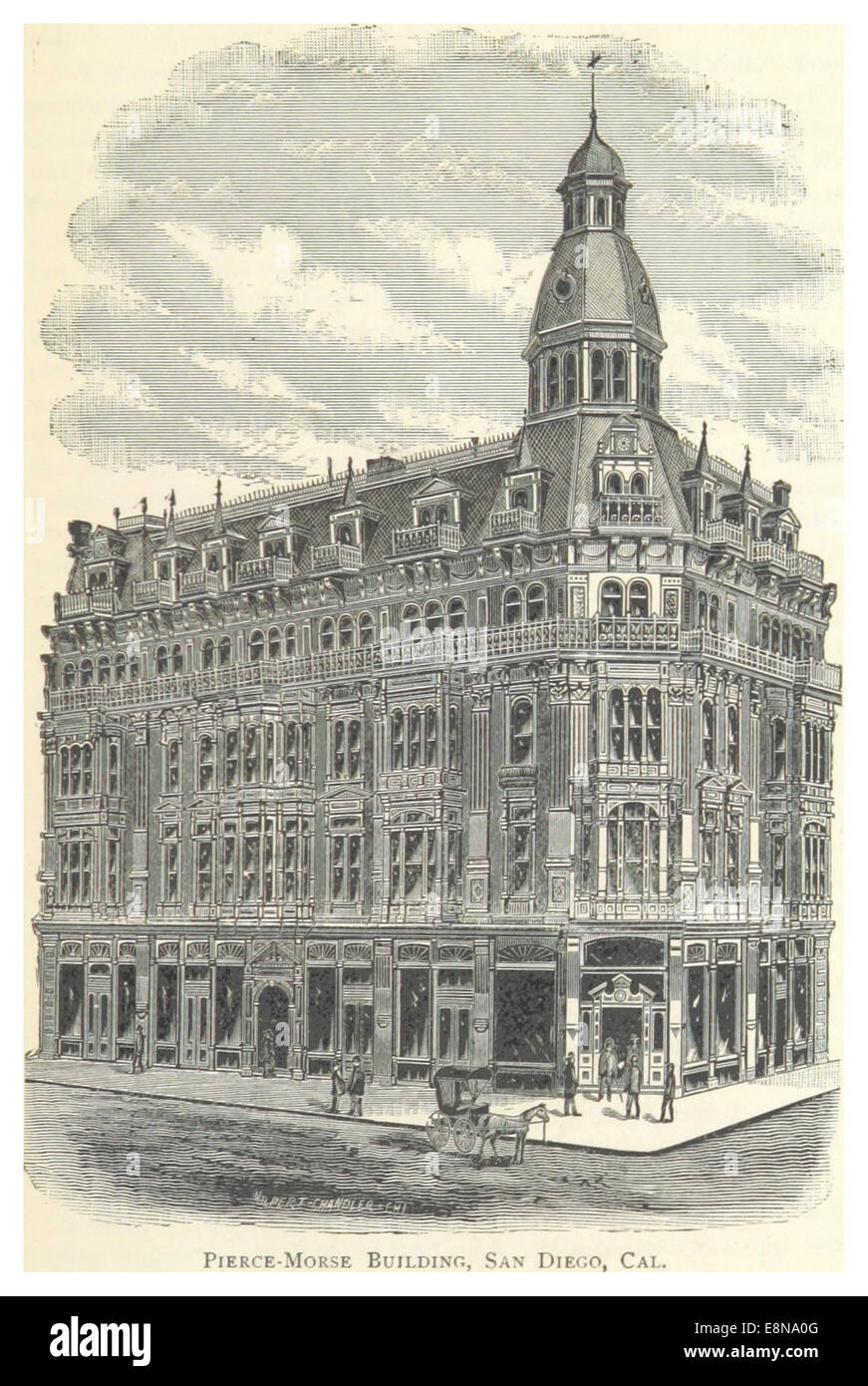 This 1885 illustration depicts the Pierce-Morse Building in San Diego ...