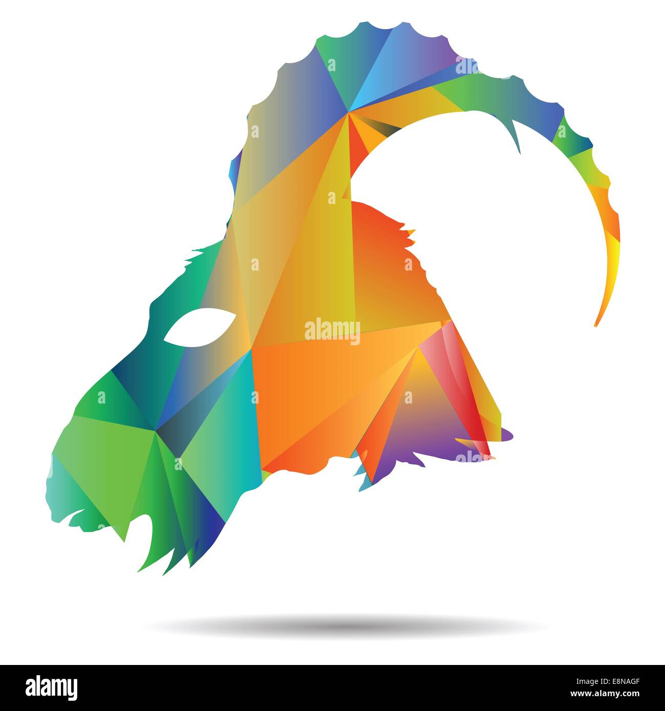 colorful illustration with abstract polygonal silhouette of goat on a ...