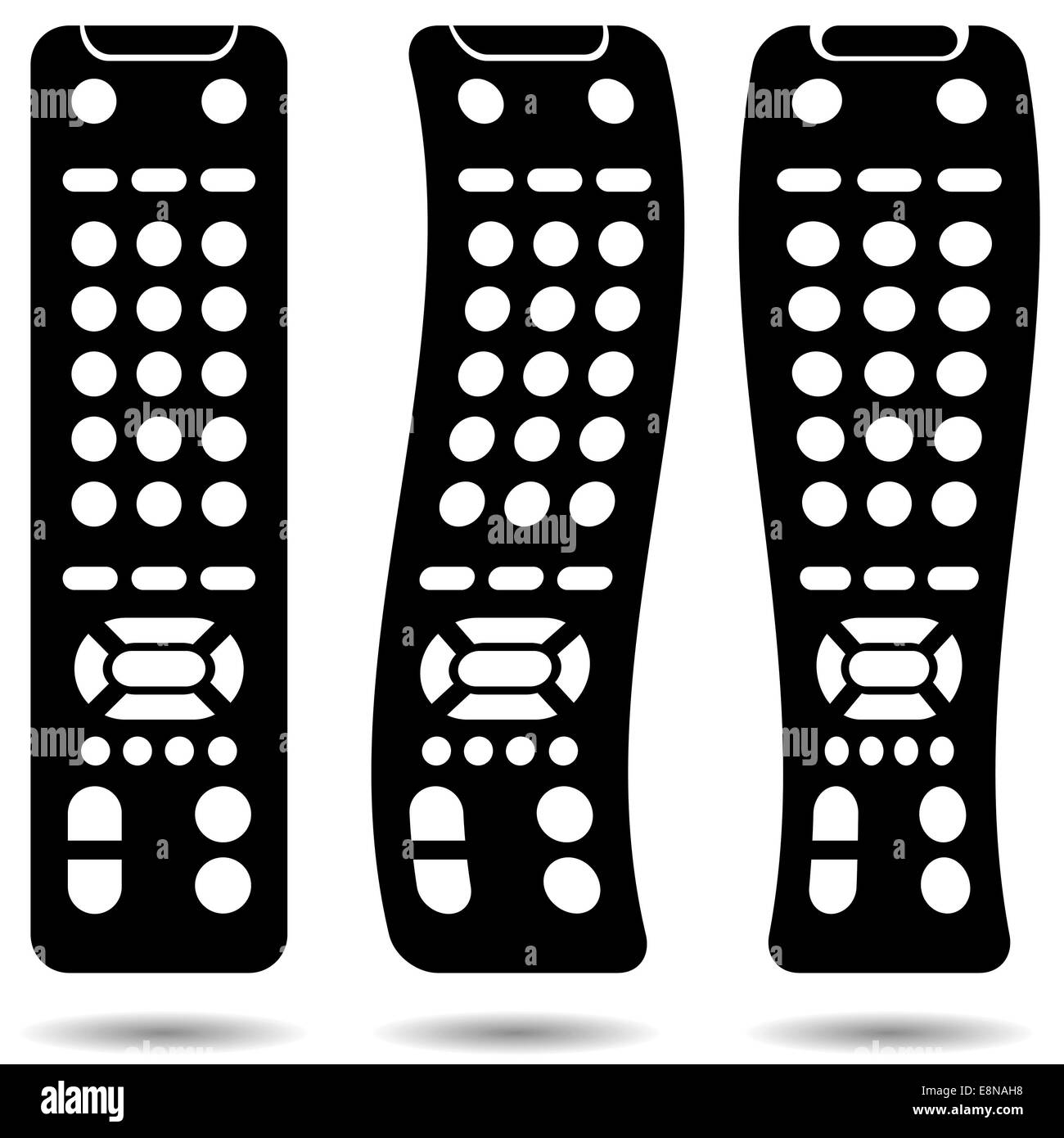illustration with silhouettes of TV remote on a white background Stock ...