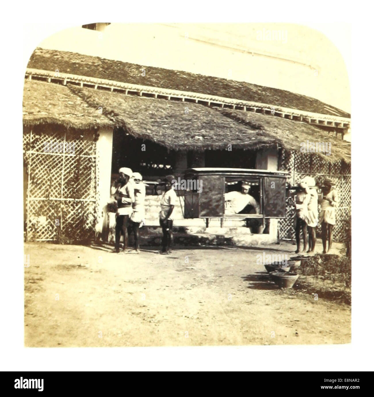 This 1862 sketch by Weld shows a palanquin, a traditional Indian mode ...