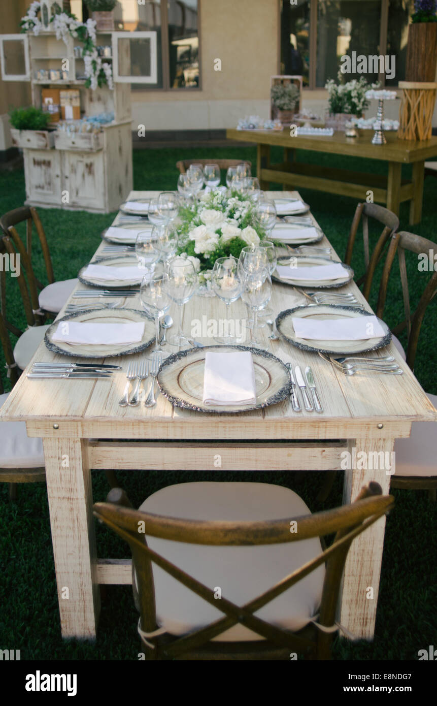 decorations of a catholic baptism party Stock Photo - Alamy