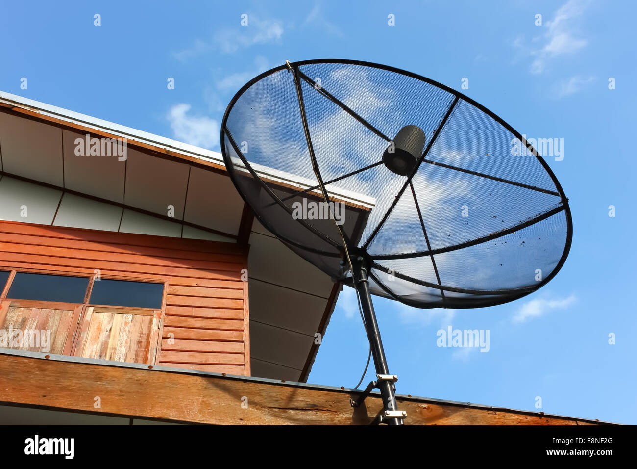 Satellite dish with blue sky Stock Photo - Alamy