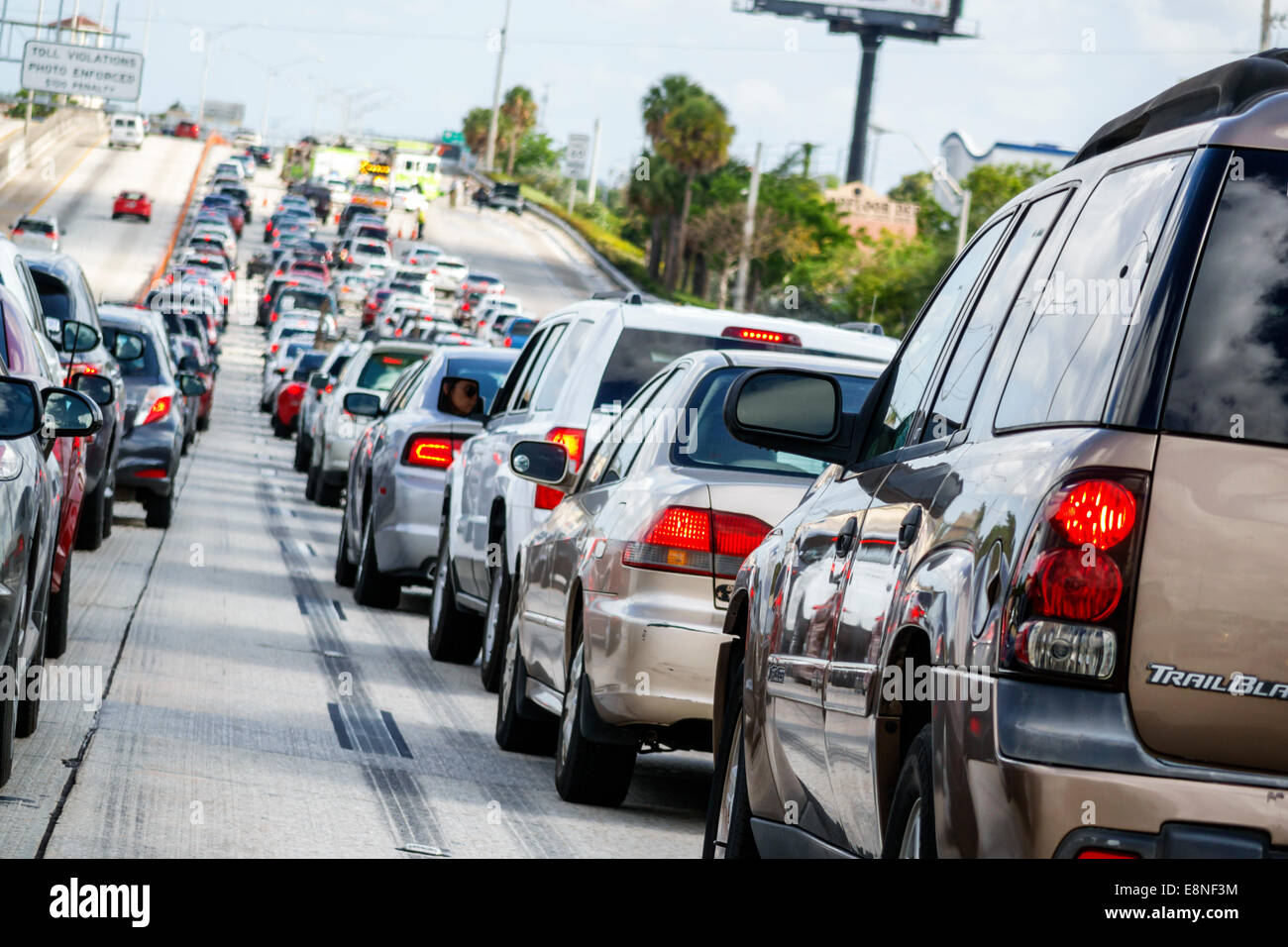 Miami Florida,Interstate I-95,highway,traffic,stopped,slowed,jam,closed ...