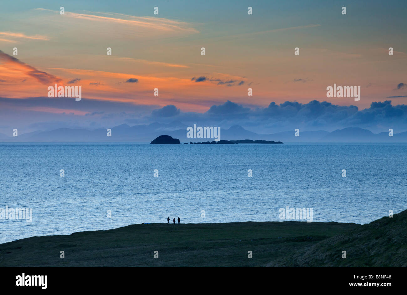 Looking towards Harris across the Minch in the Outer Hebrides from Skye ...