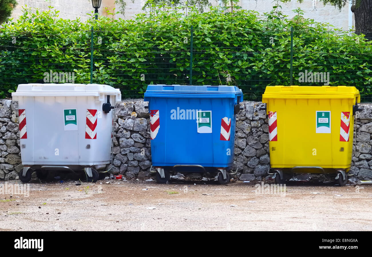 Recycle Bin containers to waste separate materials Stock Photo - Alamy