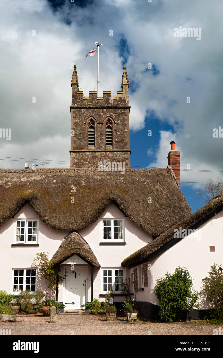 UK, England, Devon, Sheepwash, thatched Waldon Cottage below St ...