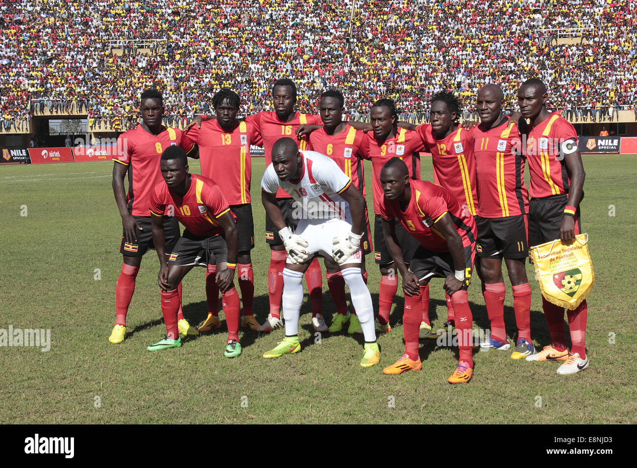 Kampala, Uganda. 11th October, 2014. Uganda Crane team pose for a photo ...