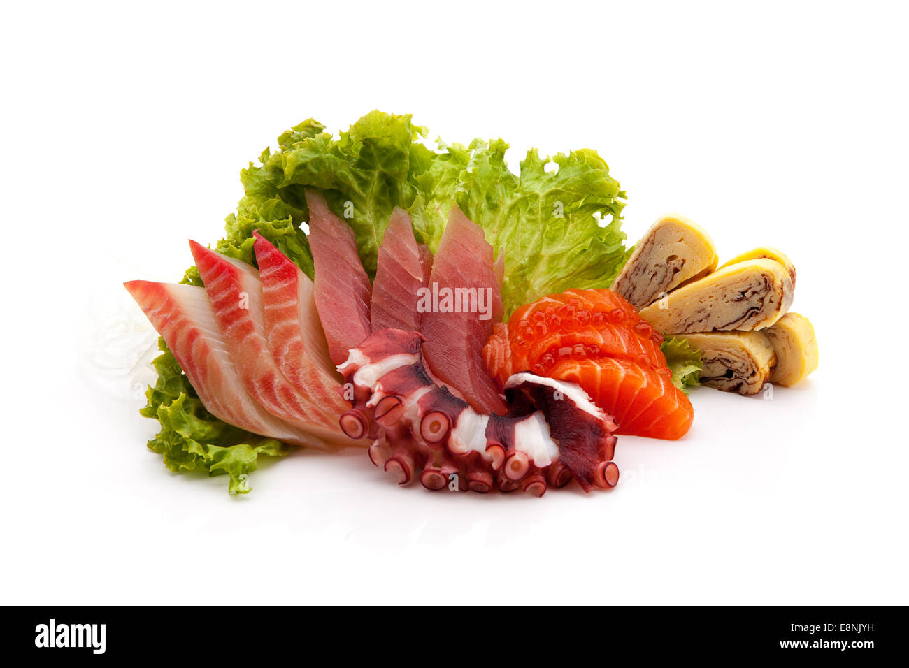 Japanese fresh sashimi on a white background Stock Photo - Alamy