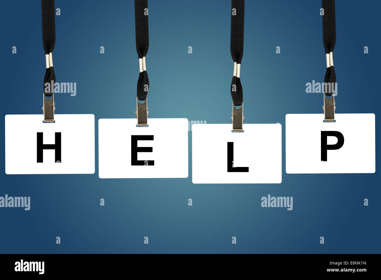 help word on badge with blue background Stock Photo - Alamy