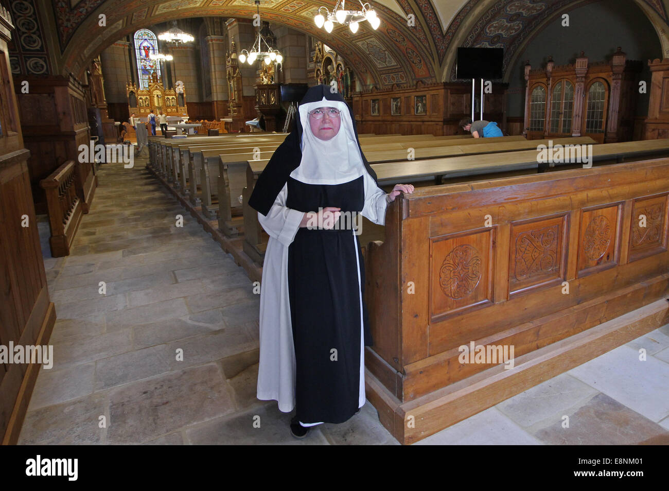Nun Elisabeth is pictured in the reconstructed church of the monastery ...