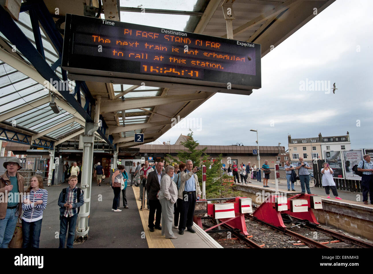 A strange notice to passengers on Weymouth Railway station. It is the ...