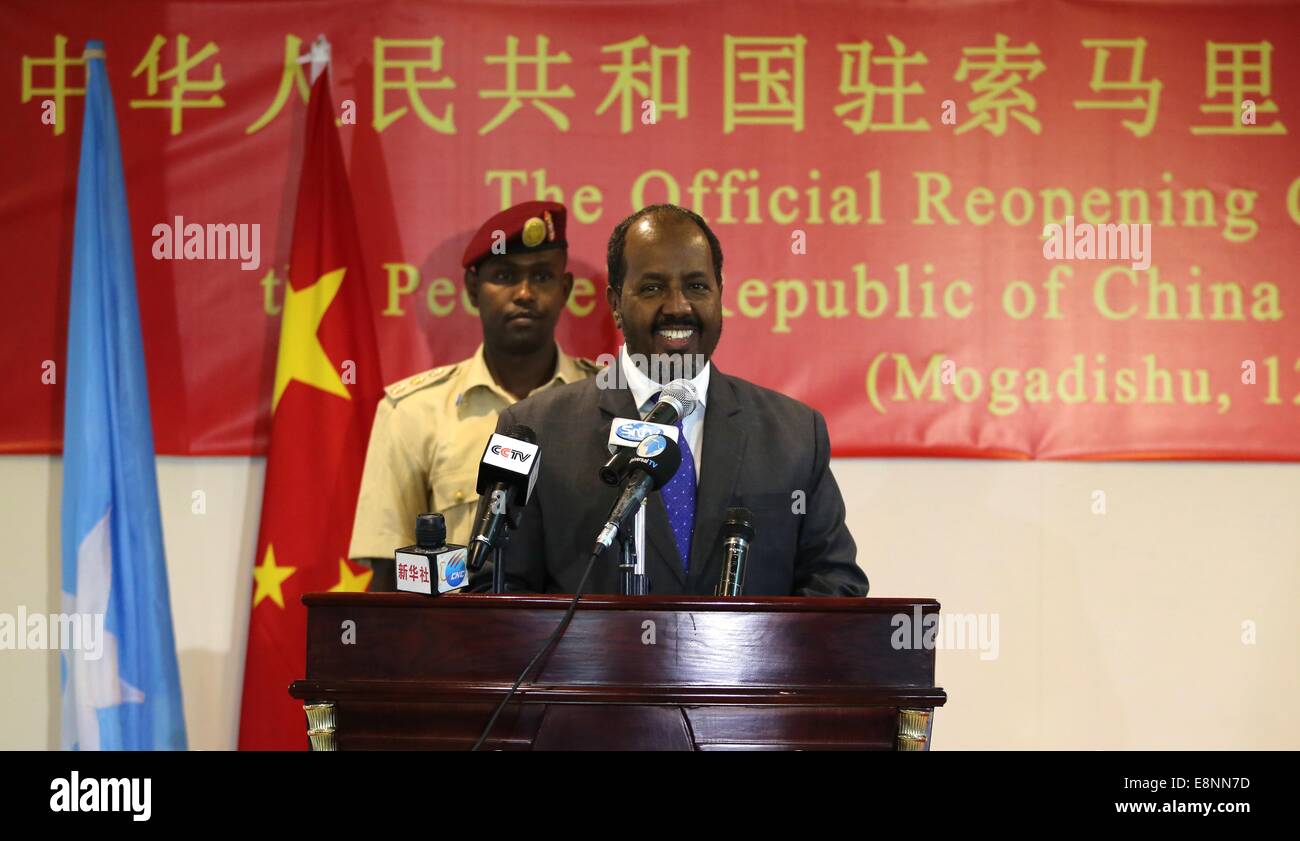 Mogadishu, Somalia. 12th Oct, 2014. Somali President Hassan Sheikh ...